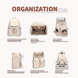 FULL DESIGN Travel Laptop Backpack for Women, 14 Inch Carry On Backpack for Daily Use, Water Resistant College Nurse Doctor Teacher Casual Daypack for Weekender Business Work Hiking