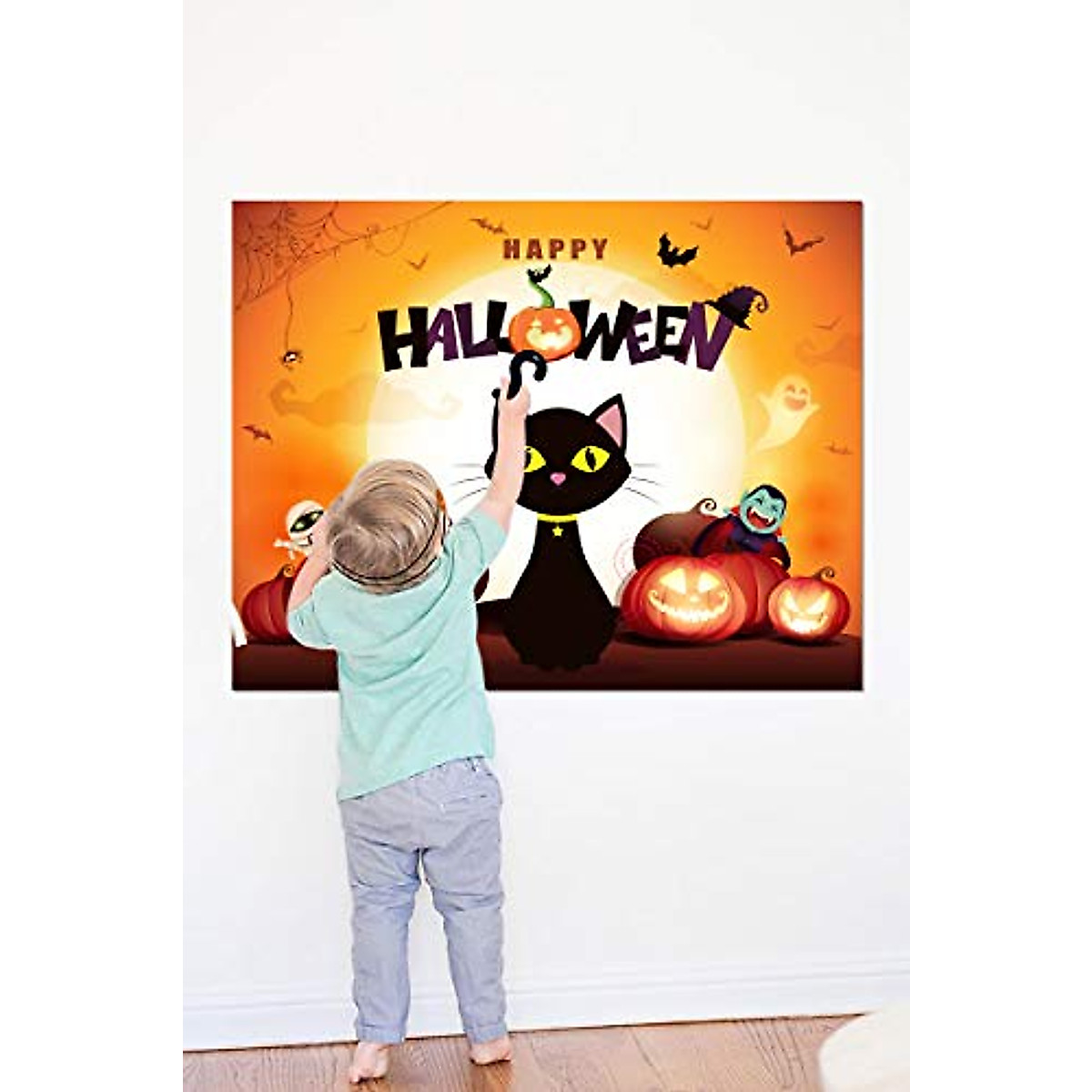MISS FANTASY Halloween Games for Kids Pin the tail on The Cat Halloween Party Activities for Kids Party
