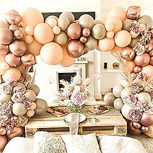 Blush Ivory Balloons Garland Kit Pastel Ivory Nude Brown Rose Gold Metallic Double Stuffed Balloons Arch kit for Bridal Engagement Baby Shower Birthdays Weddings Boho Party Decoration