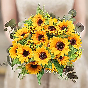 AmyHomie Artificial Flowers, Artificial Sunflower Bouquets, Fake Wildflowers for Baby Shower Home Wedding Spring Decor, Bride Holding Flowers,DIY Garden Craft Art Decor
