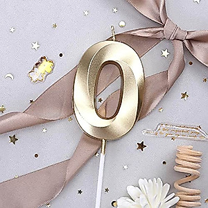 BEAN LIEVE Numeral Birthday Candles - Happy Birthday Cake Candles Numeric Candles Number 0 1 2 3 4 5 6 7 8 9 Used for Cake Decoration on Birthday and Wedding Anniversary Celebration (Champagne Gold)