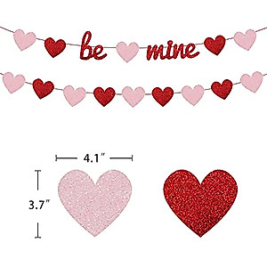 Valentine's Day Banner, Glittery Heart Be Mine Valentines Day Banner Use for Valentine's Day Anniversary Wedding Engagement Party Home Decorations