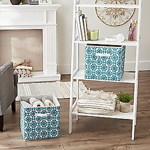 DII Non Woven Polyester Storage Bin, Scroll, Teal, Large