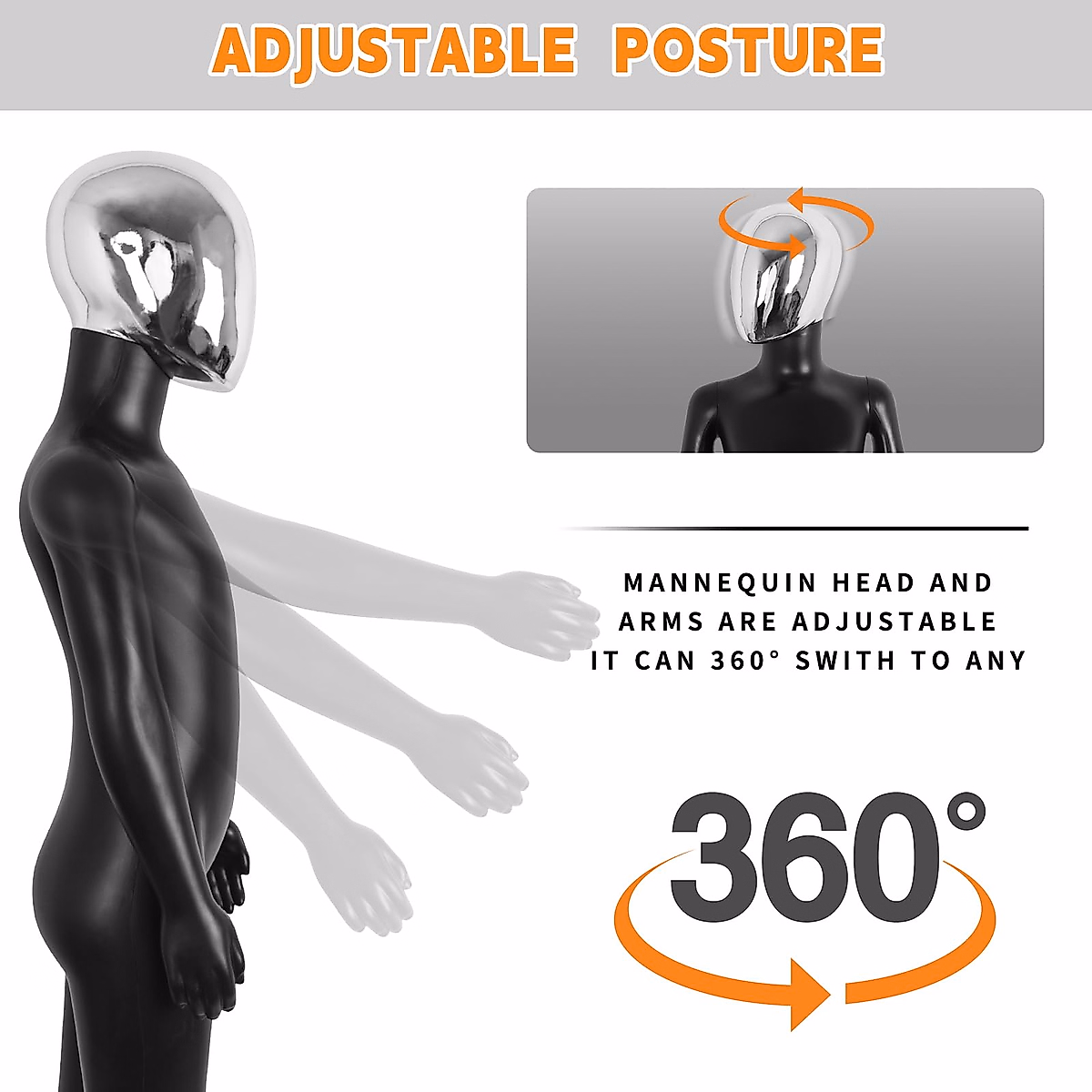 SHAREWIN Kids Mannequin Full Body 43.3 Inches, Black Children Dress Form Adjustable Mannequin Torso, Realistic Adjustable Detachable Manikin Body Display with Metal Base for Child