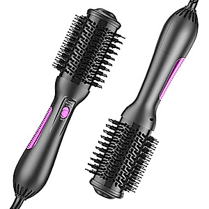 One-Step Blow Dryer Brush & Volumizer Styler, Hot Air Hair Dryer Brush Straightener Brush with Negative Ion Anti-frizz Ceramic Titanium Barrel for Drying, Straightening, Curling, Salon