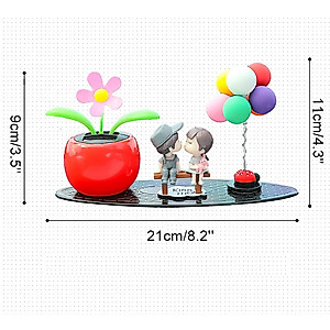 Bela Criacao Solar Dancing Sunflower,Solar Powered Dancing Toys Bobblehead Solar Dancing Flowers Kiss Lover Doll Dashboard Decoration Car Interior Decor Desktop Ornament