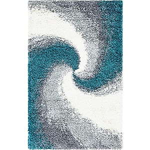 Rugs.com Soft Touch Shag Collection Area Rug – 5x8 Turquoise Shag Rug Perfect for Bedrooms, Dining Rooms, Living Rooms