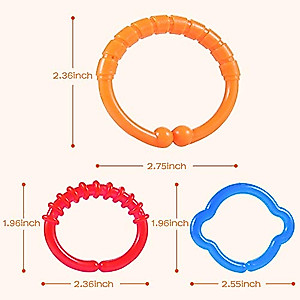 HAHA Baby Link-to-Go Connecting Rings Toy Hanging Stroller Car Seat Crib Playmat Attach Toys Infant Newborn Boy Girl Clip On Early Education Learning Travel Accessory Set