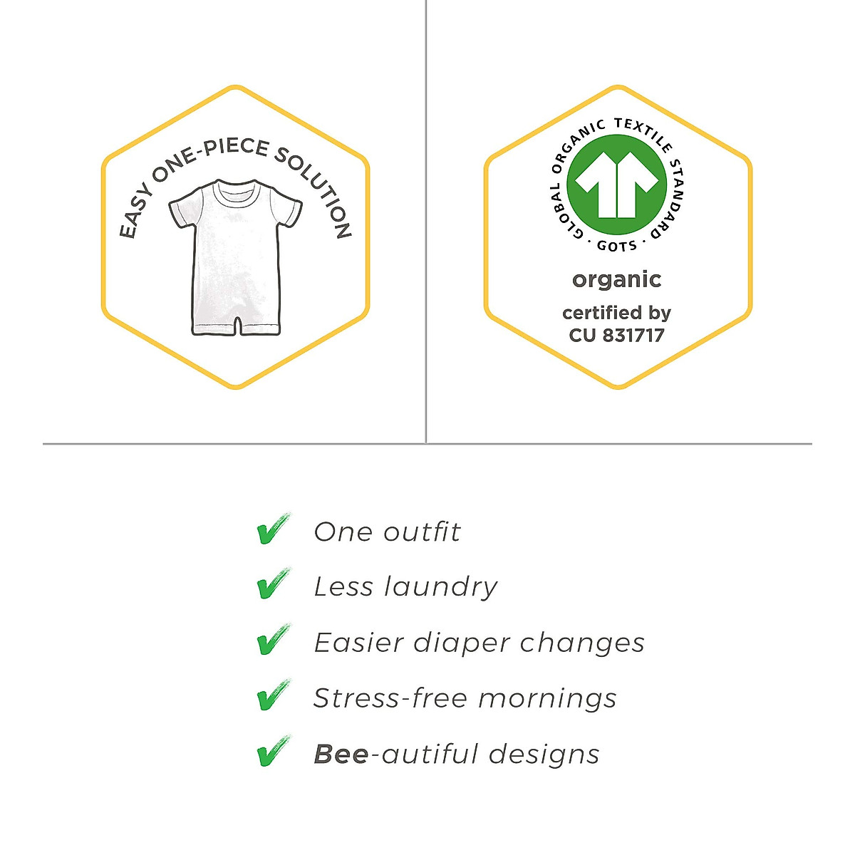 Burt's Bees Baby Baby Boy's Romper Jumpsuit, 100% Organic Cotton One-Piece Short Shortall, Long Sleeve Coverall, Grey Letter Bee, 3 Months