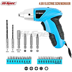 Hi-Spec 27 Piece Blue 4.8V Electric Cordless Power Screwdriver Bundle with Kids Belt Tool Kit Set