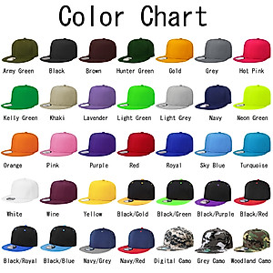 Falari Snapback Hat Cap Hip Hop Style Flat Bill Blank Solid Color Adjustable Size G201-26-Purple