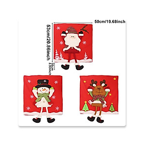 Christmas Chair Covers -Christmas Chair Back Cover for Dining Room, ?? Santa Claus Snowman Reindeer Xmas Dinner Chairs Cover, Chair Slipcover Christmas Table Decoration Christmas Props