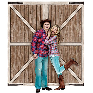 Beistle 7' x 6' Cardboard Rustic Barn Door Photo Prop, Western Prom Decorations, Wild West Themed Party Décor