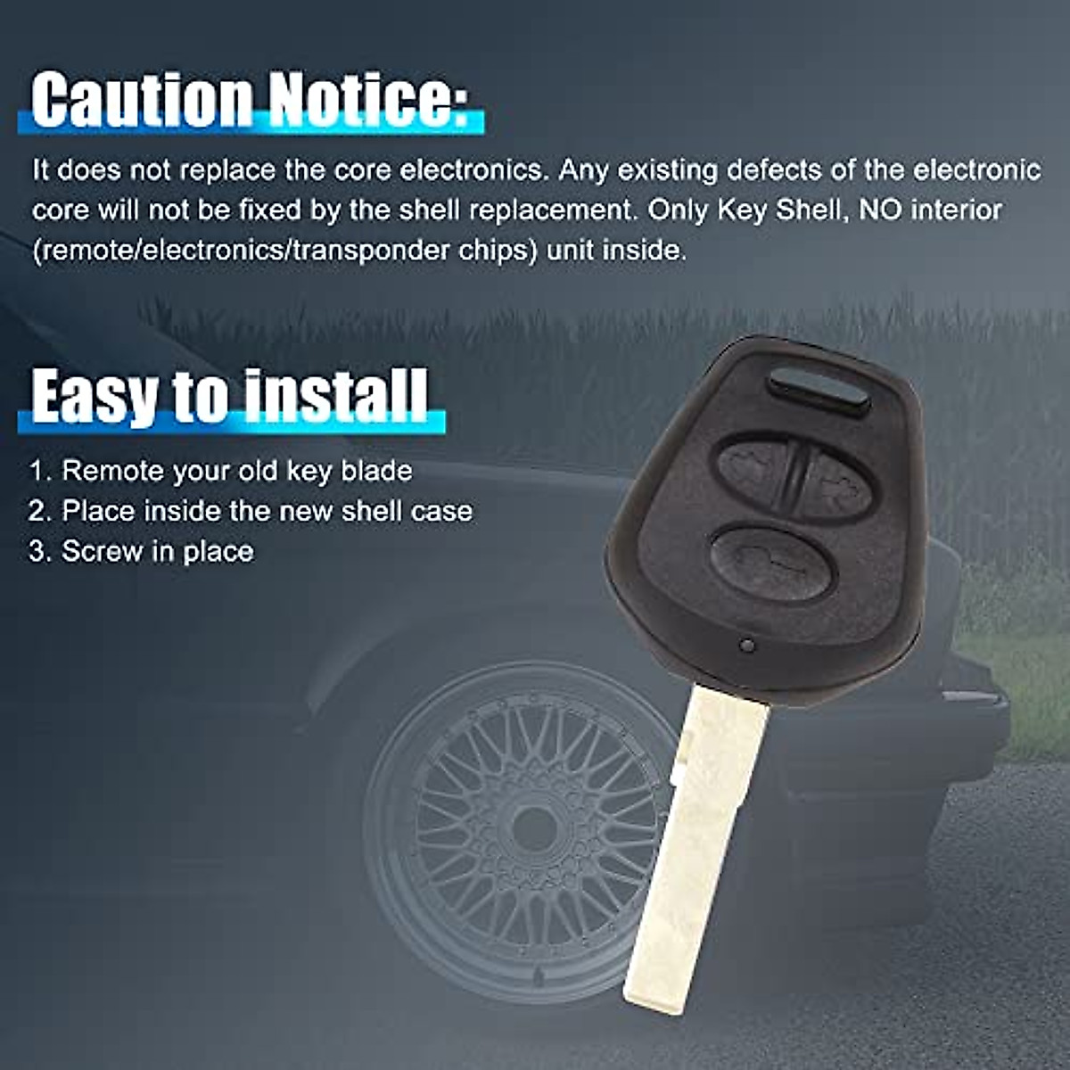 X AUTOHAUX 2pcs 3 Buttons Uncut Insert Key Fob keyless Entry Remote Control Key Case Shell Replacement for Porsche Cayenne 911 996 Boxster S 986