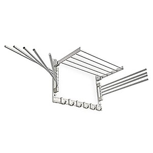 brightmaison BGT Wash Clothes Drying Rack Wall Mount Laundry Room Organizer with Hooks & Swing Arms, 17" Metal Laundry Rack Silver