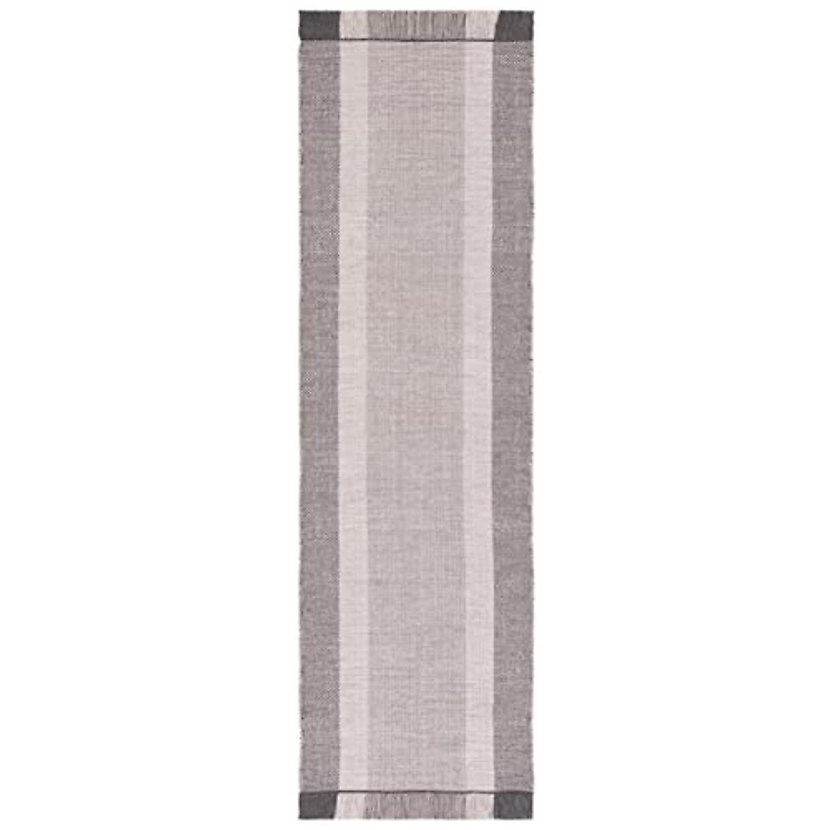 SAFAVIEH Montauk Collection Runner Rug - 2'3" x 12', Ivory & Grey, Handmade Flat Weave Boho Farmhouse Cotton Stripe Fringe, Ideal for High Traffic Areas in Living Room, Bedroom (MTK301A)