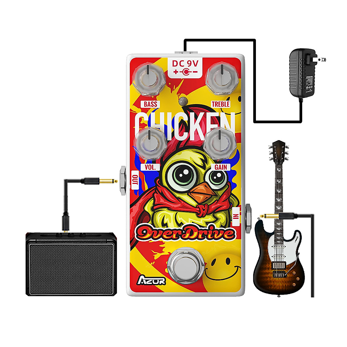 AZOR Overdrive Guitar Effect Pedal Chicken Overdrive Wide Range Pedal for Electric Guitar True Bypass AP505