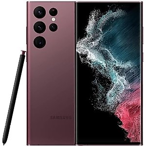 SAMSUNG Galaxy S22 Ultra 5G 128GB AT&T SM-S908U Burgundy (Renewed)
