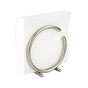 Spectrum Diversified Euro Round Vertical, Contemporary Upright Holder Modern Kitchen Décor & Dining Table Accessory, Countertop Napkin Storage, 1 EA, Satin Nickel