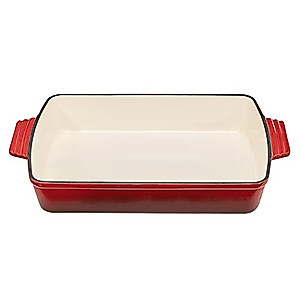 AmazonCommercial Enameled Cast Iron 13-Inch Roasting/Lasagna Pan, Red