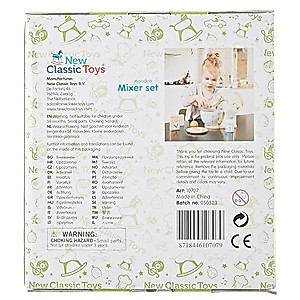 New Classic Toys Wooden Mixer Set Pretend Play Toy for Kids Cooking Simulation Educational Toys and Color Perception Toy for Preschool Age Toddlers Boys Girls , Red,White