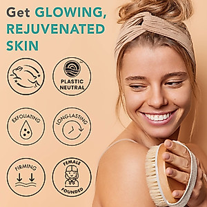 Dry Brushing Body Brush for Lymphatic Drainage & Cellulite - Round Dry Brush for Body Natural Bristle Body Brush for Showering - Skin Brush for Dry Brushing Bath and Exfoliating