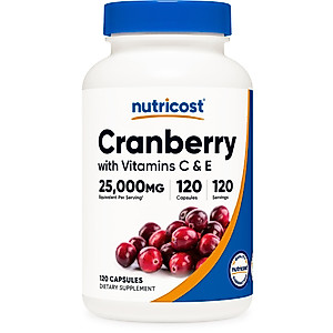 Nutricost Cranberry Extract (25,000mg) (120 Capsules) with Vitamin C & Vitamin E