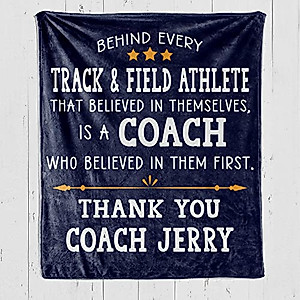Personalized Track and Field Coach Gifts for Men Or Women, Sports Coach Appreciation Gifts Blanket, Custom Track and Field Blanket for Coach, Thank You Coach End of Season Gifts from Team