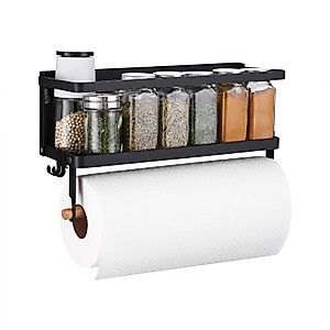 KES Magnetic Paper Towel Holder for Refrigerator Matt Black Magnetic Spice Rack Magnetic Shelf Refrigerator Organizer Wall Mount , KRR501A-BK