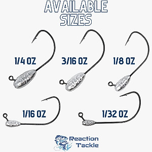 Reaction Tackle Lead Tube Jig Heads - for Bass Fishing - Tube Bait Fishing Tubes - 1/16