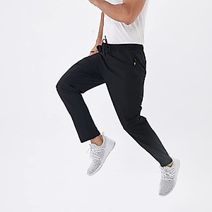 Rapoo Hiking Pants Men Men's Casual Workout Athletic Sweatpants Joggers Pants Elastic Waist Jogging Running Pants for Men with Zipper Pockets 05 Black 3XL