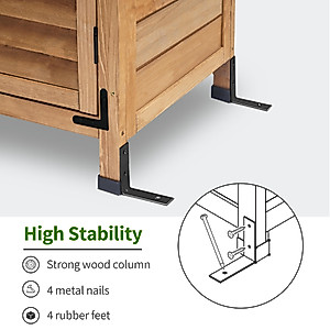 MCombo Outdoor Wood Storage Cabinet, Small Size Garden Wooden Tool Shed with Double Doors, Outside Tools Cabinet for Backyard (24.6”x 18.3”x38.2”) 0985 (Yellow)