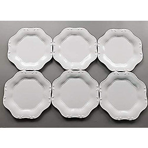 LOK-OSEMILE Melamine Dinner Plates Set for 6, 11 inch Dinner Dishes Set for Indoor and Outdoor Use, White