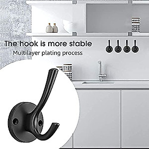 Black Hooks ZUONAI 6 Pack Matte Black Coat Hooks for Hanging Coats and Hat Hook Heavy Duty Door Towel Hooks for Bathrooms Wall Mounted Double Metal Robe Hook Kitchen Hanger Sturdy Coat Locker Single