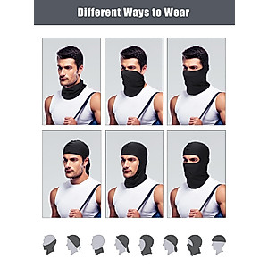 SATINIOR 6 Pcs Ski Mask Cover Full Face Mask Summer Face Covering Ice Silk UV Protection Balaclava Women Men Outdoor Sports(Black)