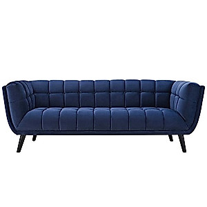 Modway Bestow Mid-Century Performance Velvet Upholstered Tufted Sofa In Navy