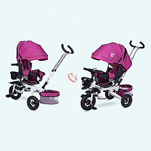 ZWJ-Children Tricycle Kid Trike Foldable Kids Trike, Portable Tricycle with Rotating Seat, 3 Wheel Toddlers Children Bike, 8 Months to 6 Years Old (Color : Blue)