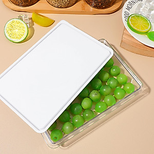 Luxshiny Bacon Storage Container for Fridge Bacon Holder 550ml Plastic Meat Saver Cold Cuts Cheese Keeper with Lid Freezer Storage Containers for Fruits Vegetables Meat Cookie 20x13.5x3.7CM