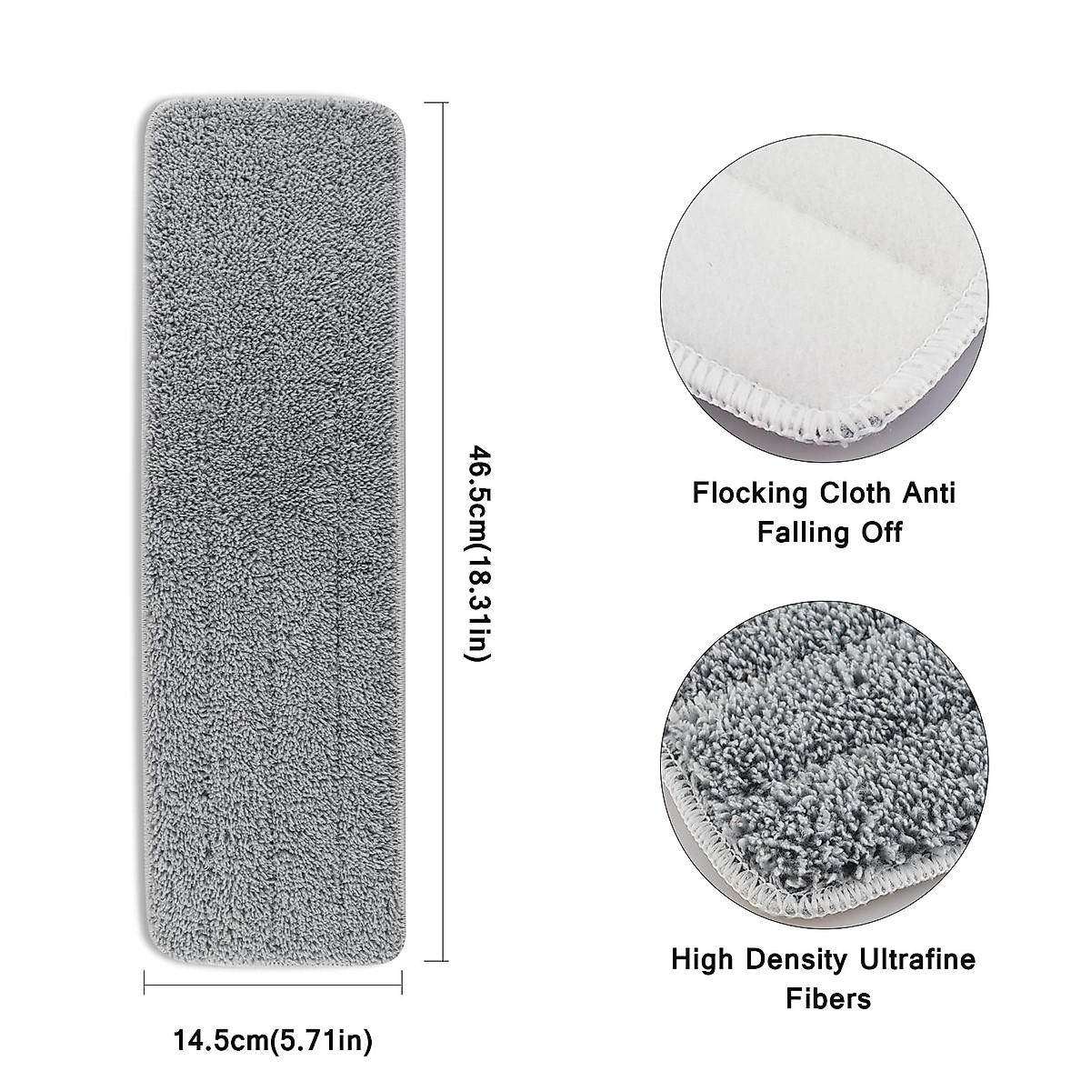 Microfiber Replacement Mop Pad：18 Inches Mop Pad for Rubbermaid Commercial Mop Head - Use Wet & Dry Home & Commercial Cleaning Refills - Reusable Floor Mop Pads