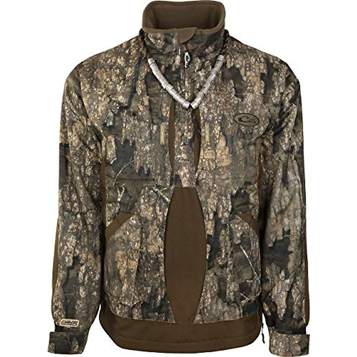 Drake Mens Fleece Lined Guardian Flex Quarter Zip Hunting Jacket, Large, Mossy Oak Bottomland