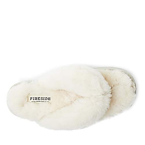 Fireside by Dearfoams Women's Auburn Thong Slipper, Natural, 8