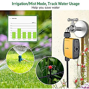 RAINPOINT Sprinkler Timer with Wi-Fi Hub, Smart Watering Timer Programmable Water Timer Hose Faucet Timer, Wireless Remote Control Irrigation System with Water Flow Meter, for Outdoor Yard, Garden