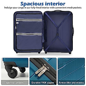 Coolife Luggage Expandable(only 28") Suitcase PC+ABS Spinner Built-In TSA lock 20in 24in 28in Carry on (Black brown, S(20in_carry on))