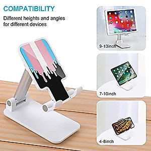 Trans Pride Color Melting Flag LGBT Print Cell Phone Stand Compatible with iPhone Switch Tablets Foldable Adjustable Cellphone Holder Desktop Dock (4-13")