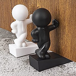 Cute Door Stop, 2 Pcs Decorative Buddy Door Stopper, Effective to Hold Your Door Open, Black and White