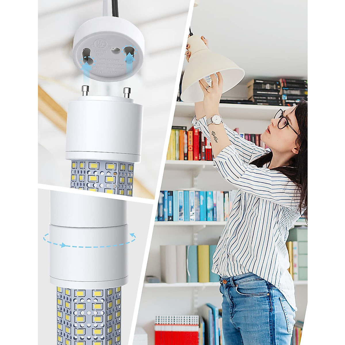 TJBB 4 Pack 10W GU24 LED Light Bulb 2700K Warm White High Brightness for Bathroom Ceiling Fan 13W 18W 23W T2 Spiral CFL Light Replacement, Not dimmable