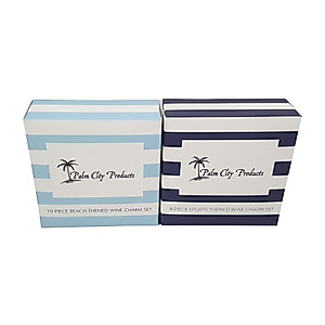 Palm City Products Sun and Sport Themed Wine Charm Set - Bundle of Beach and Sports Themes, 18 Pieces Total