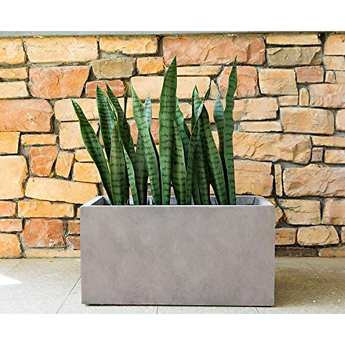 Kante 31.1" L Long Rectangular Concrete Planter, Large Outdoor Indoor Garden Pots with Drainage Hole and Rubber Plug, Weathered Concrete