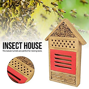 PINVNBY Insect House Natural Wooden Bee Hotel Butterfly Habitat for Gardens Ladybugs(Ladybirds), lacewings, Butterfly, Mason Bees, Solitary, Leaf Cutter & Many Other Beneficial Insects