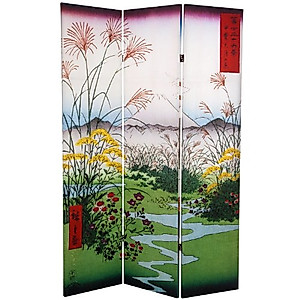 Oriental Furniture 6 ft. Tall Double Sided Hiroshige Room Divider - Asakusa Rice Field/Otsuki Plain